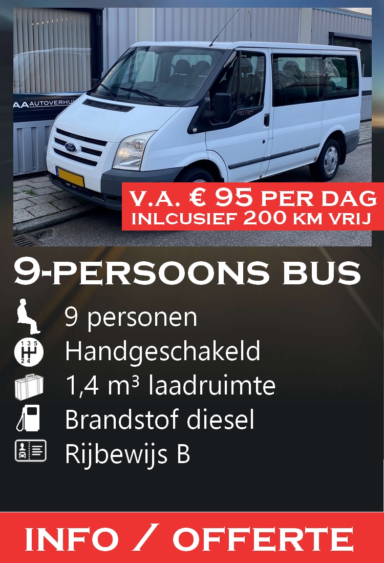 Voordelig personenbus huren in Voorschoten, Leiden, Den Haag eo
